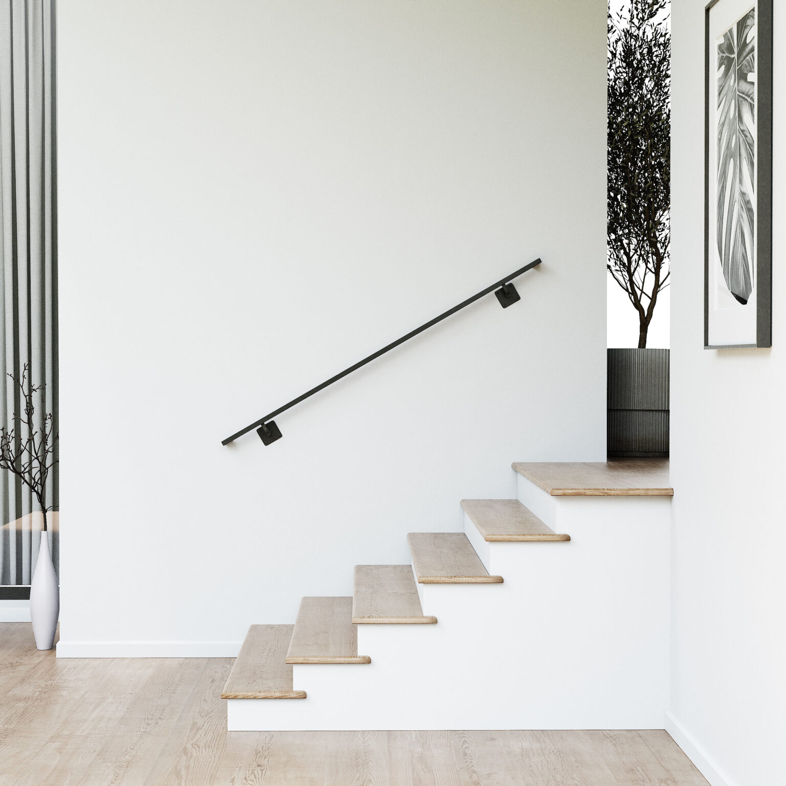 Modern Rectangular Stair Handrail